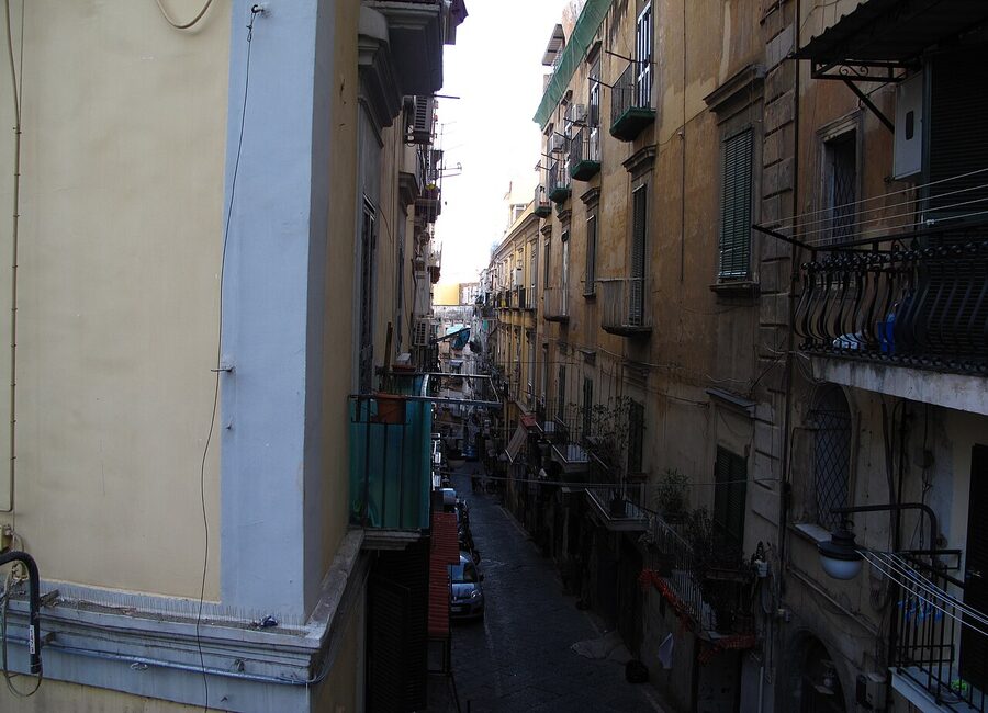 Quartieri Spagnoli alley in Naples with hanging laundry