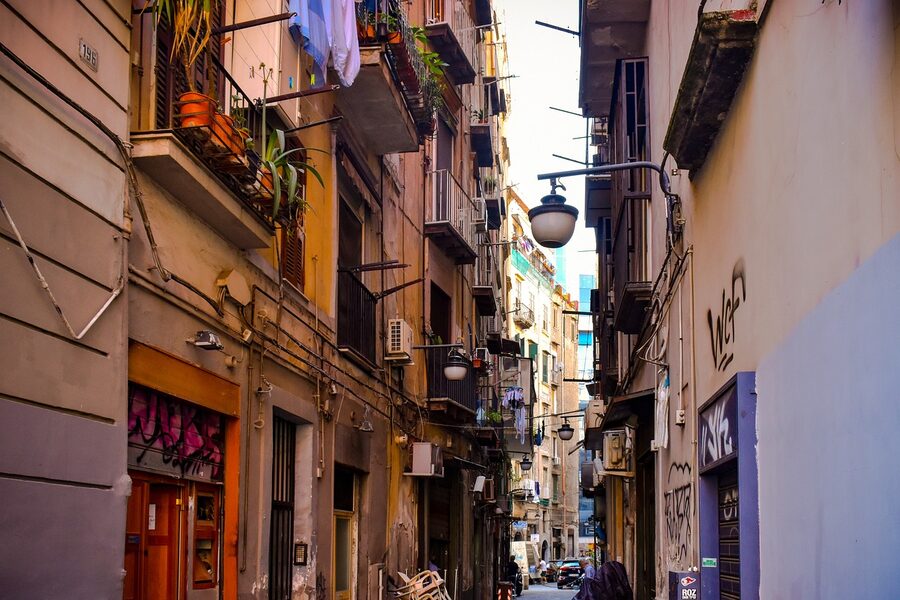 Typical narrow street in Naples old town