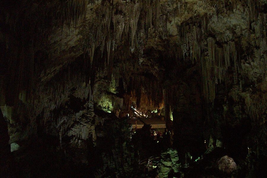 Stalactite formations inside the Caves of Nerja