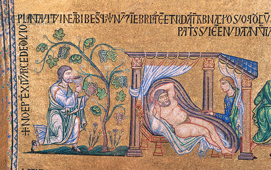 Noah drunkenness mosaic in narthex of St Marks Basilica