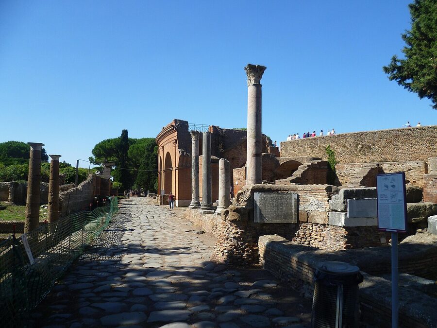 Decumanus Maximus, the main street of Ostia Antica