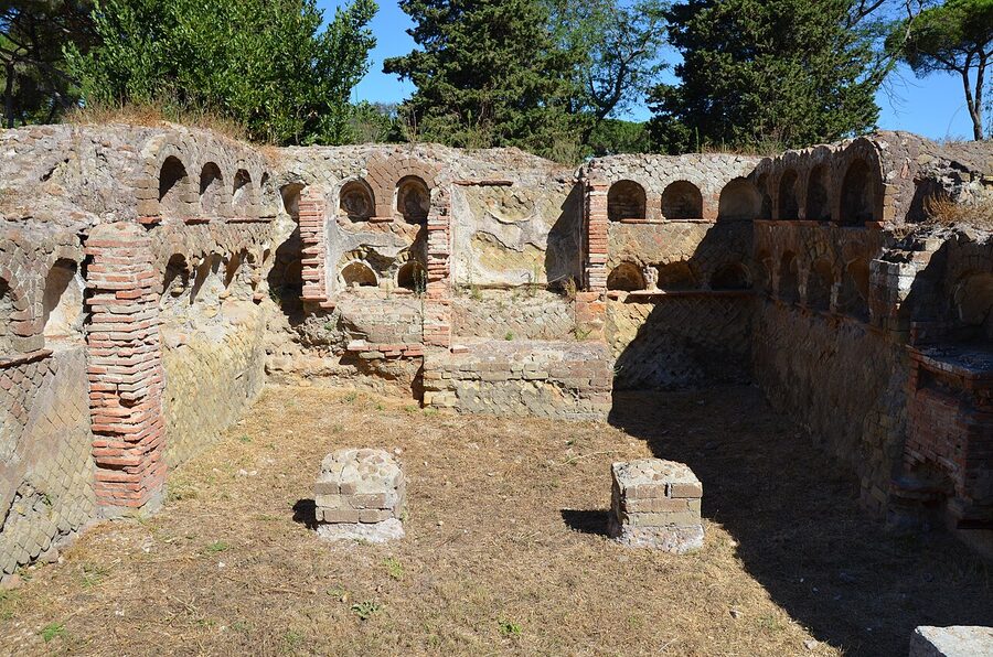 Porta Romana necropolis at Ostia Antica with tombs and columbaria