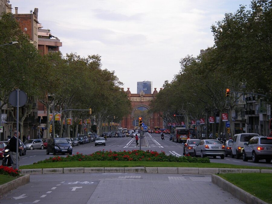 Las Ramblas archway Barcelona near Palau Güell