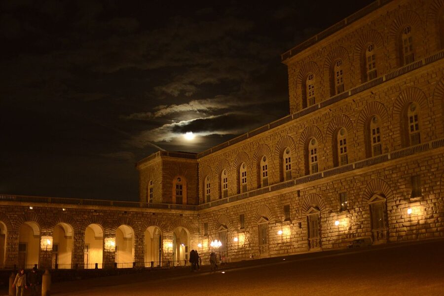 Palazzo Pitti illuminated at night Florence