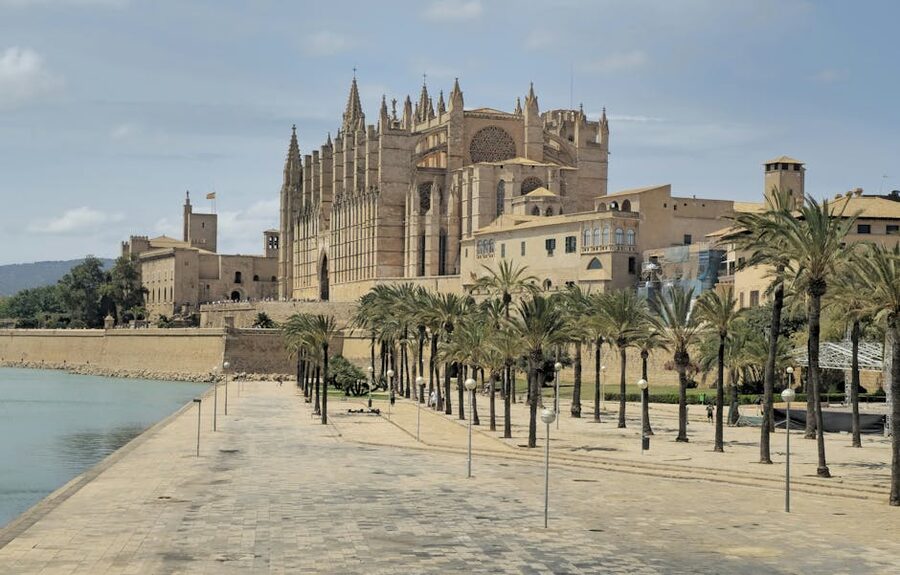 Palma Cathedral seen from the seafront promenade