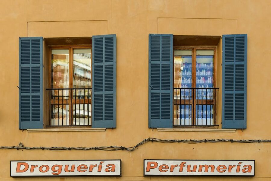 Colourful historic facades in the centre of Palma