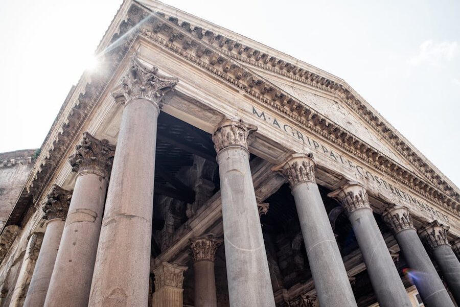 Pantheon Rome facade with Latin inscription M Agrippa