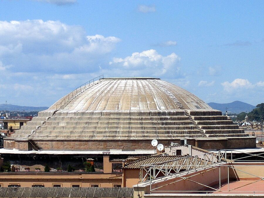Pantheon Rome dome exterior view from the rooftops
