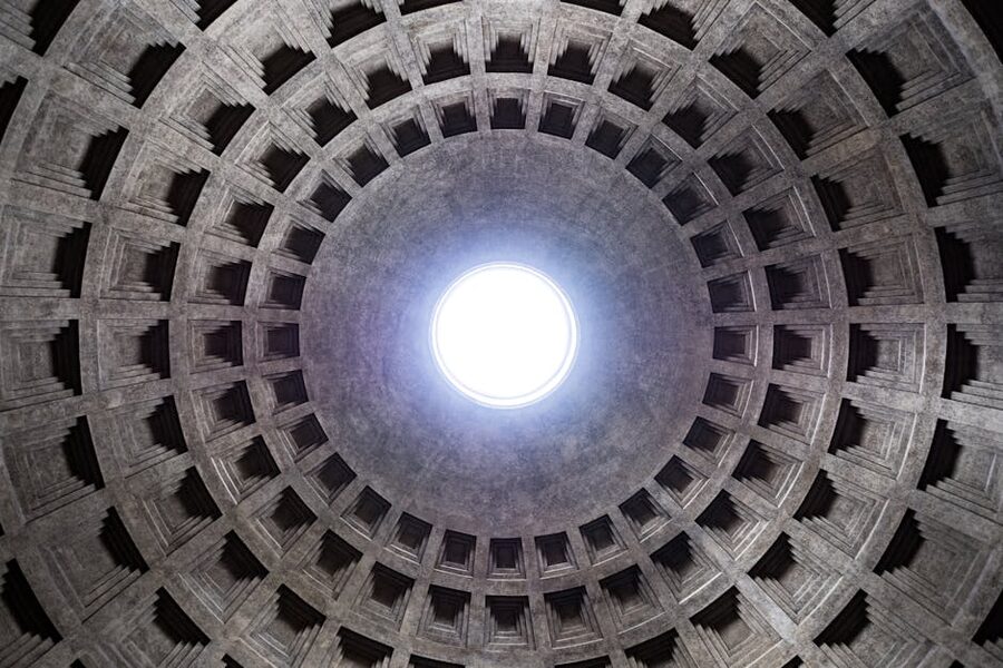 Oculus inside the Pantheon dome Rome