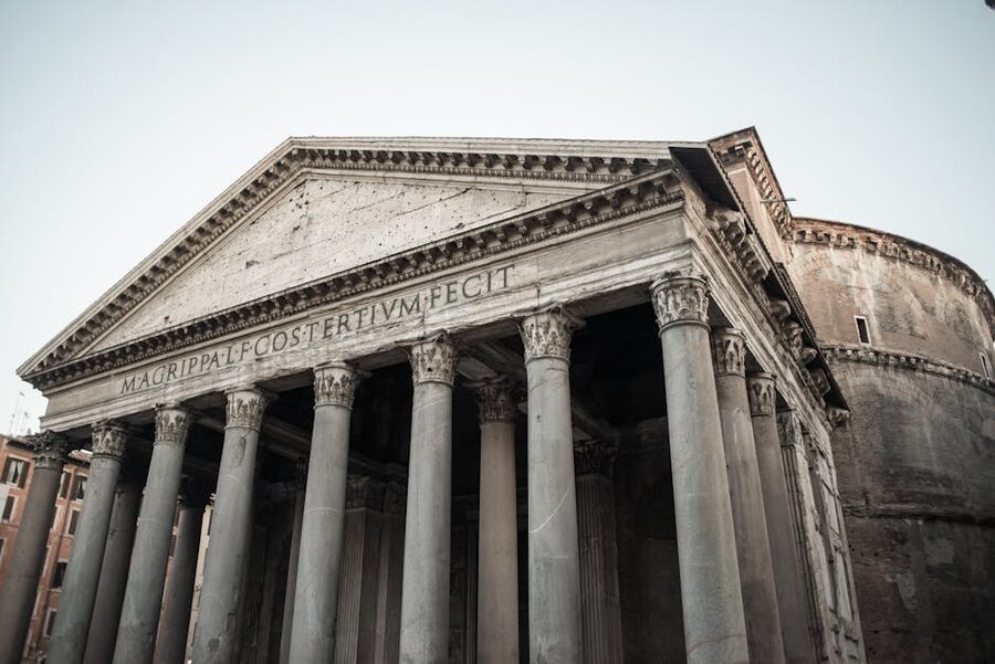 Pantheon Rome portico Corinthian columns from below