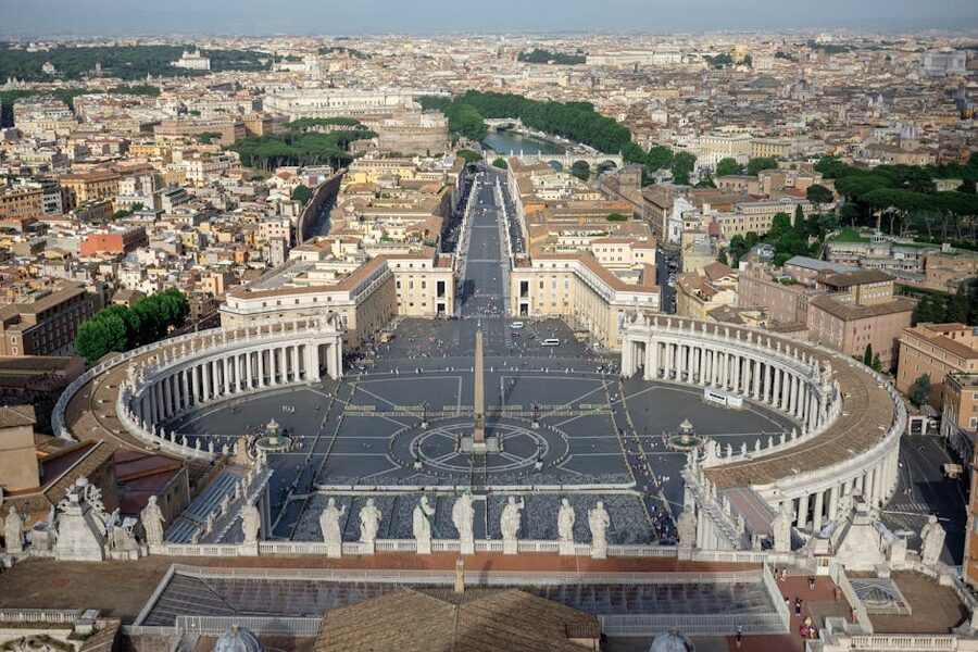 Aerial view of St. Peter's Square in Vatican City