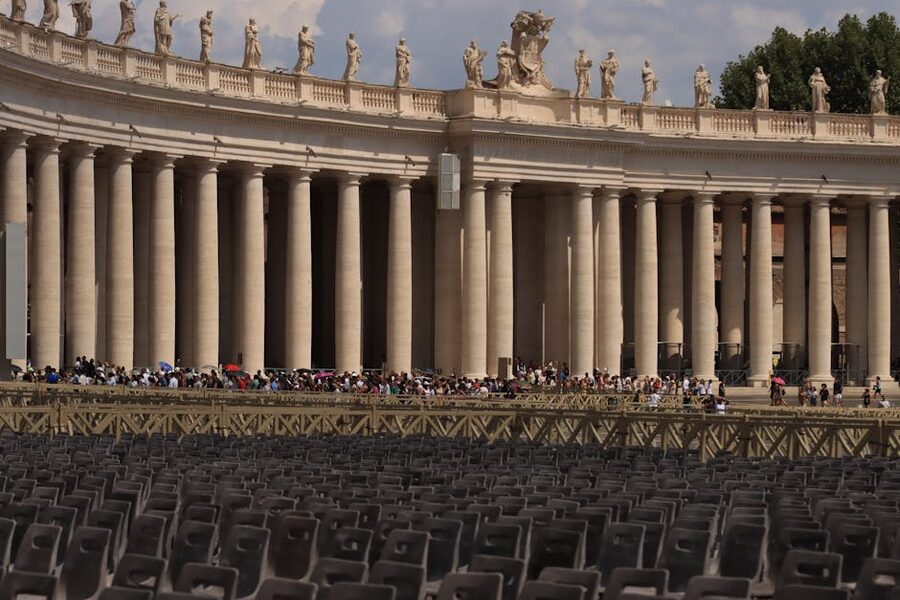 Bernini's colonnade at St. Peter's Square with crowd