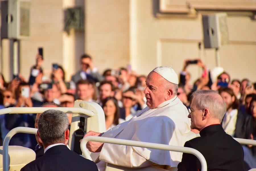 Pope on the popemobile in St. Peter's Square Vatican