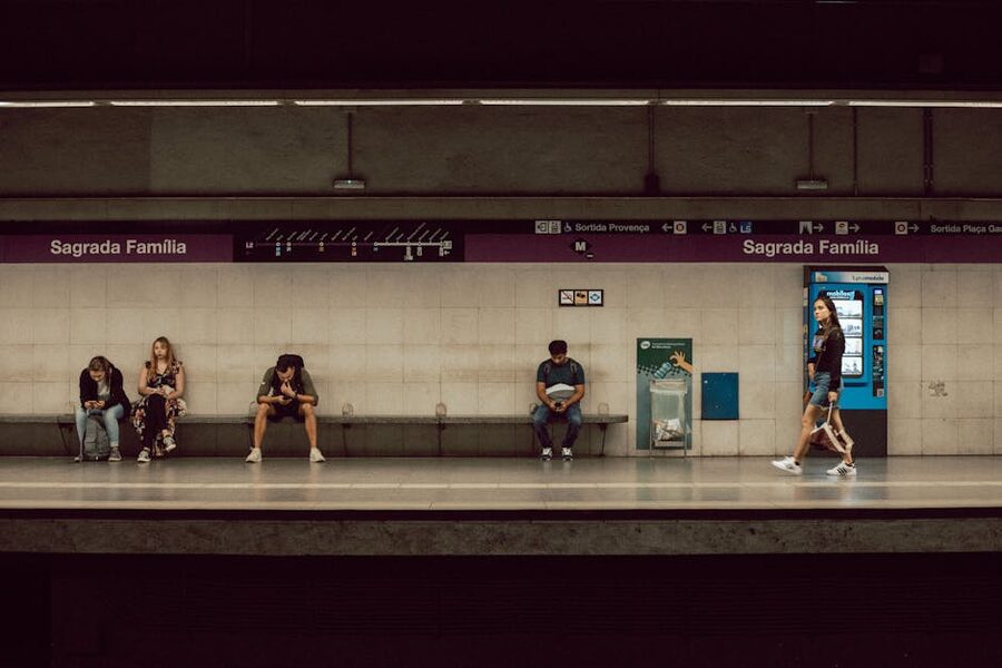 Barcelona metro station commuters