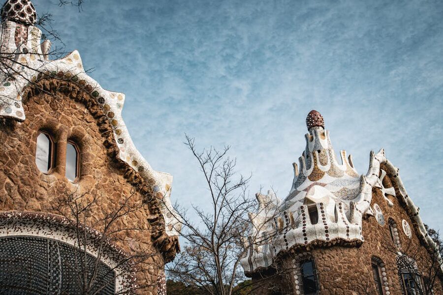 Gaudi mosaic architectural design at Park Guell Barcelona