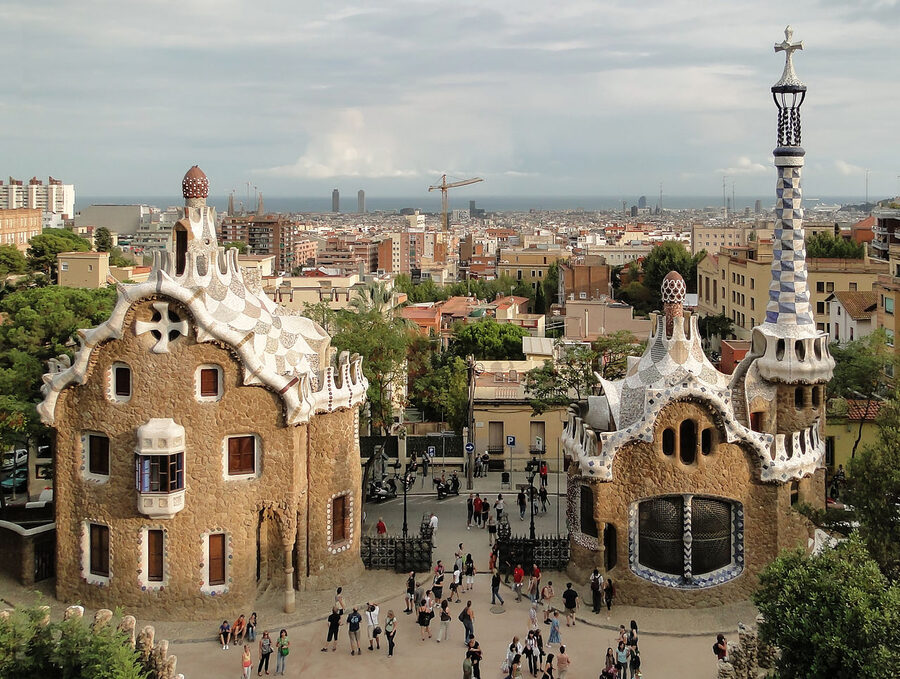 Hypostyle Hall columns at Park Guell Barcelona