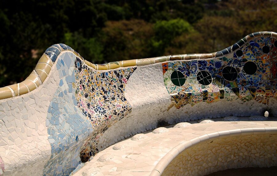Park Guell architecture summer view Barcelona
