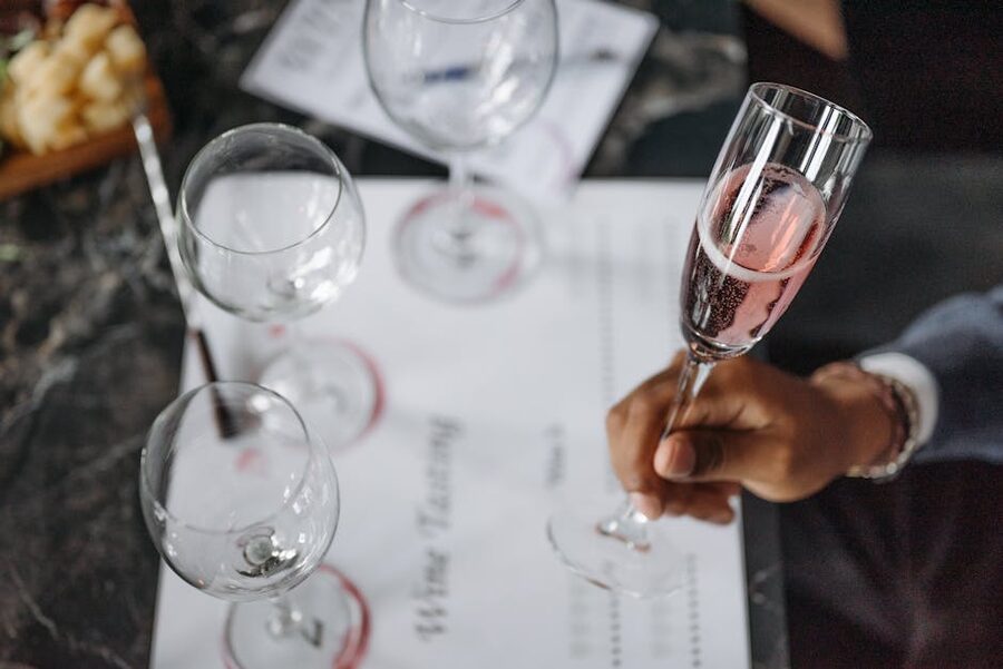 Sparkling wine being poured into glasses at a Penedes tasting