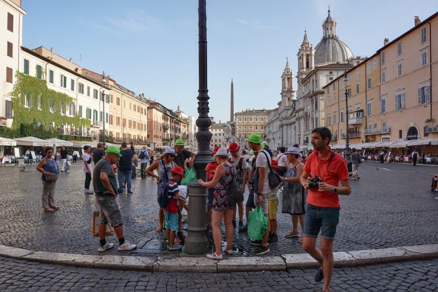 Tourists in Piazza Navona, Rome