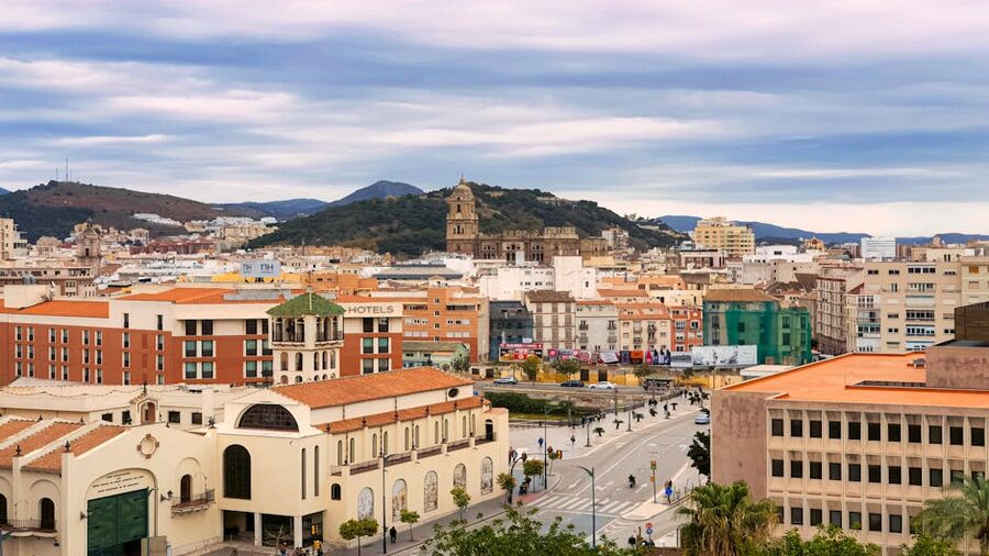 Málaga old town rooftops cityscape