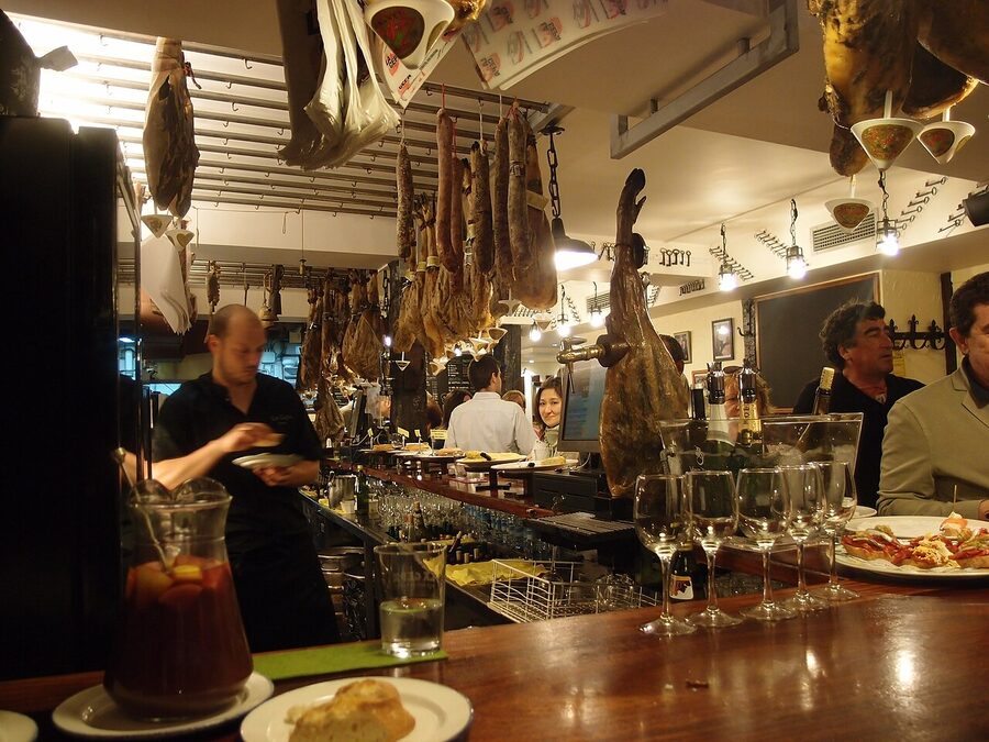 Pintxos held together with toothpicks at a Donostia bar