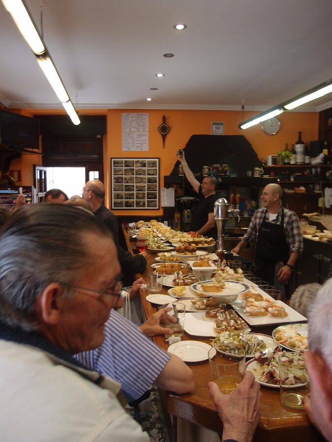 Pintxos bar spread variety in Donostia