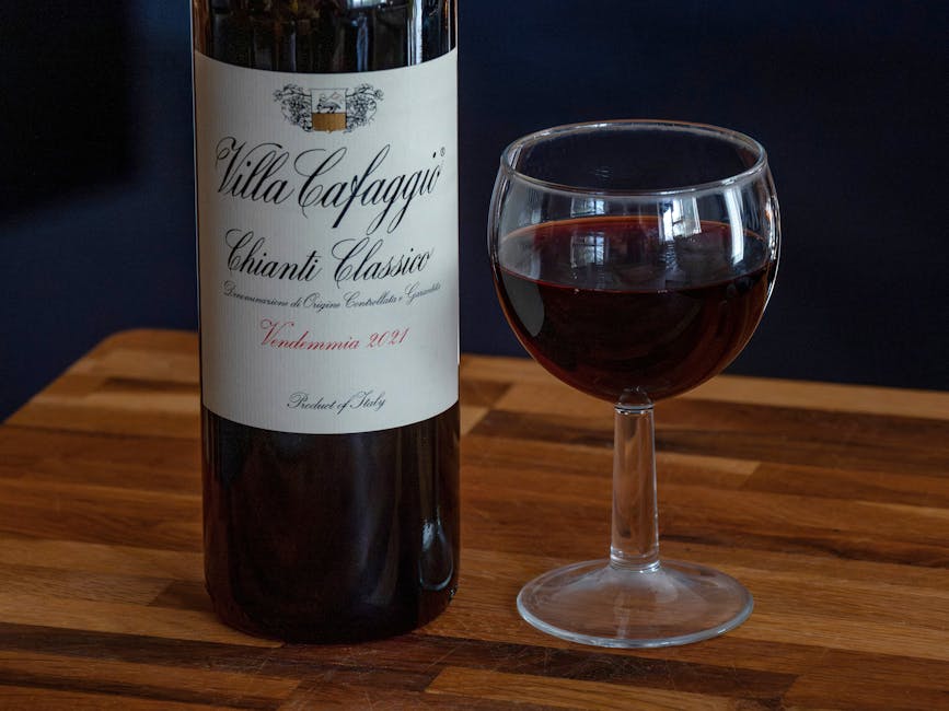 Chianti Classico bottle and glass