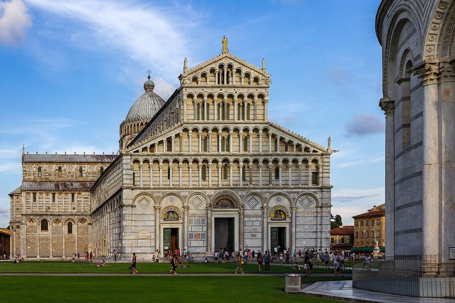 Pisa Cathedral facade with striped marble