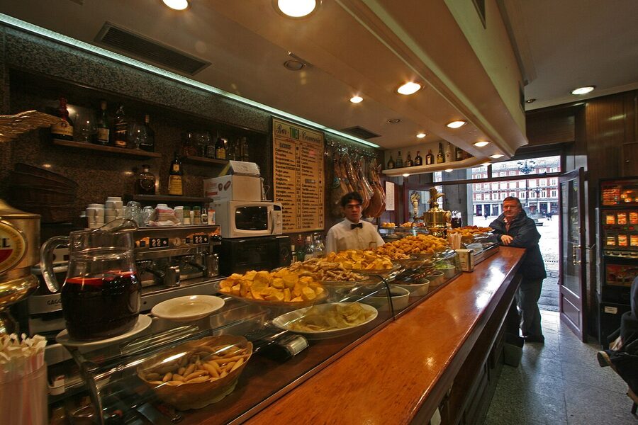 Tapas bar at Plaza Mayor in Madrid