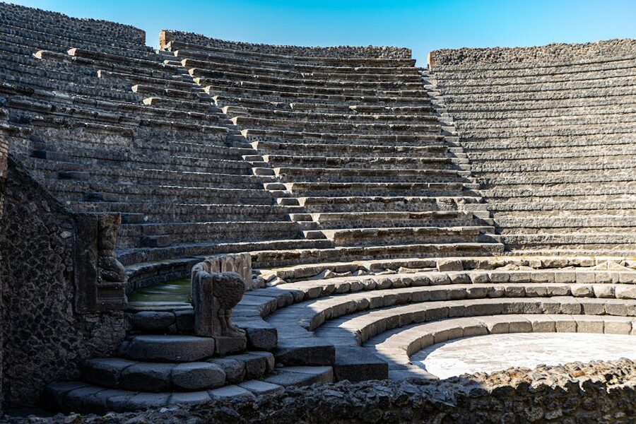Inside the ancient Roman amphitheatre at Pompeii