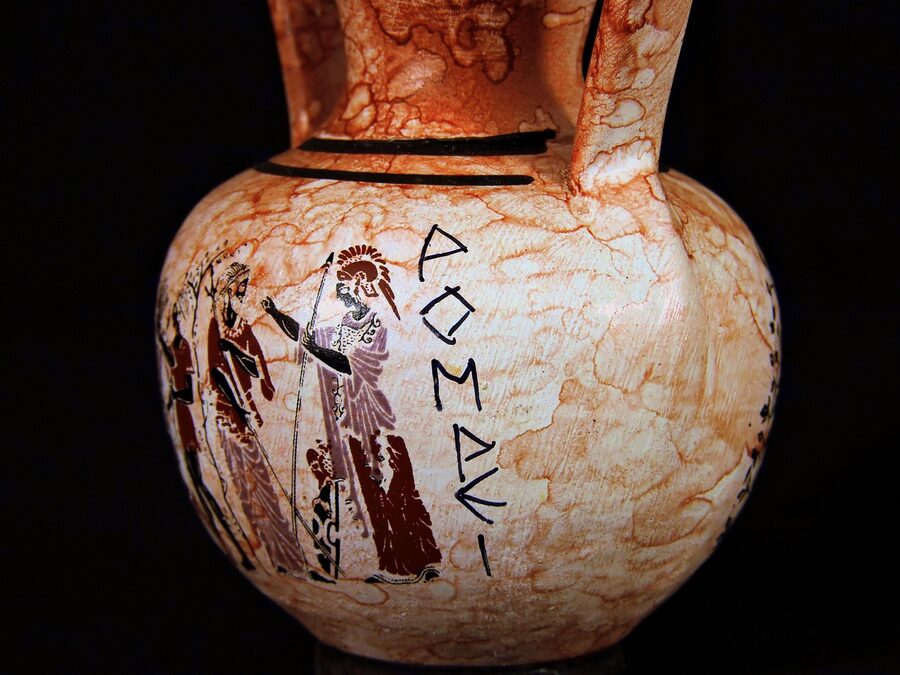Pompeii amphora and ancient ceramic vase