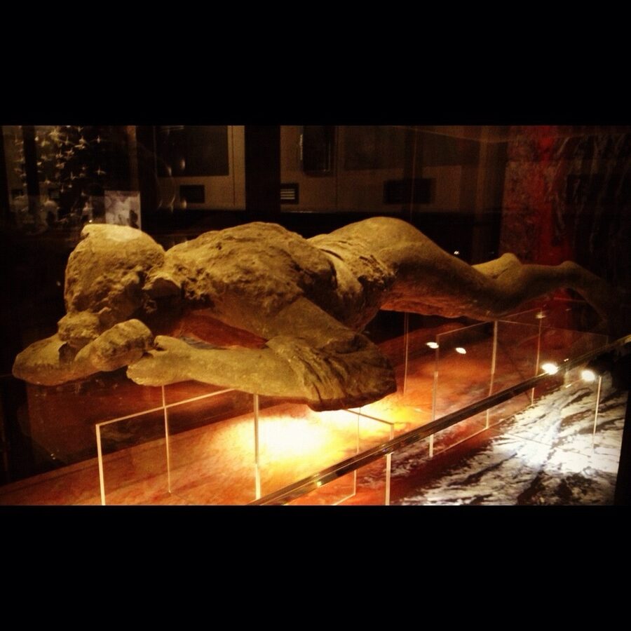 Plaster cast of a body at Pompeii