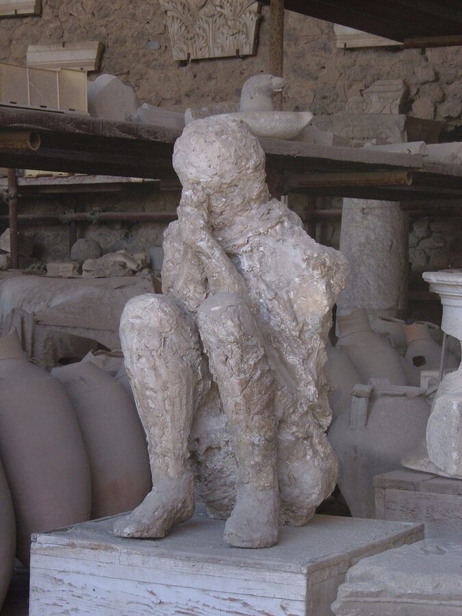 Plaster cast of a victim of the Pompeii eruption