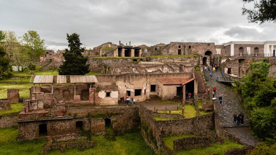 Suburban Baths at Pompeii under cloudy skies