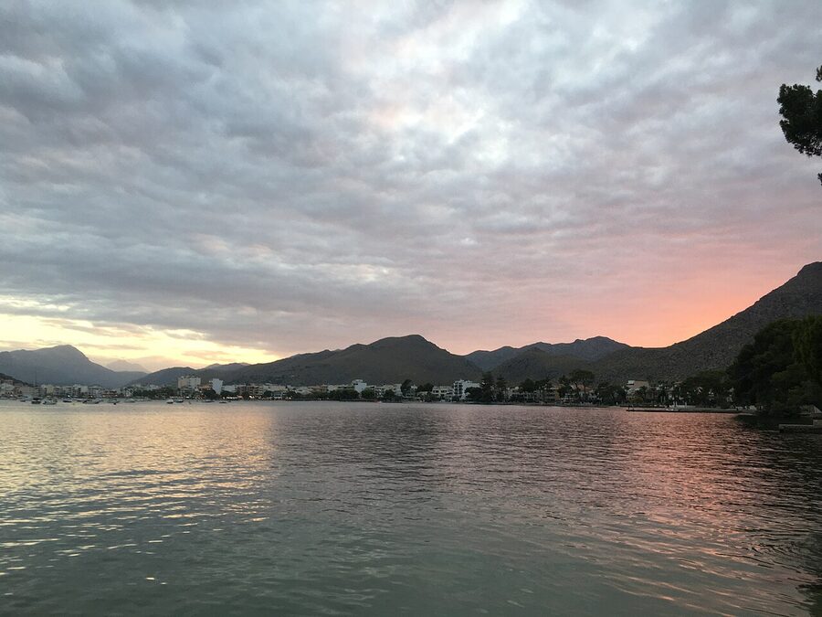 Port de Pollensa harbour at sunset, Mallorca