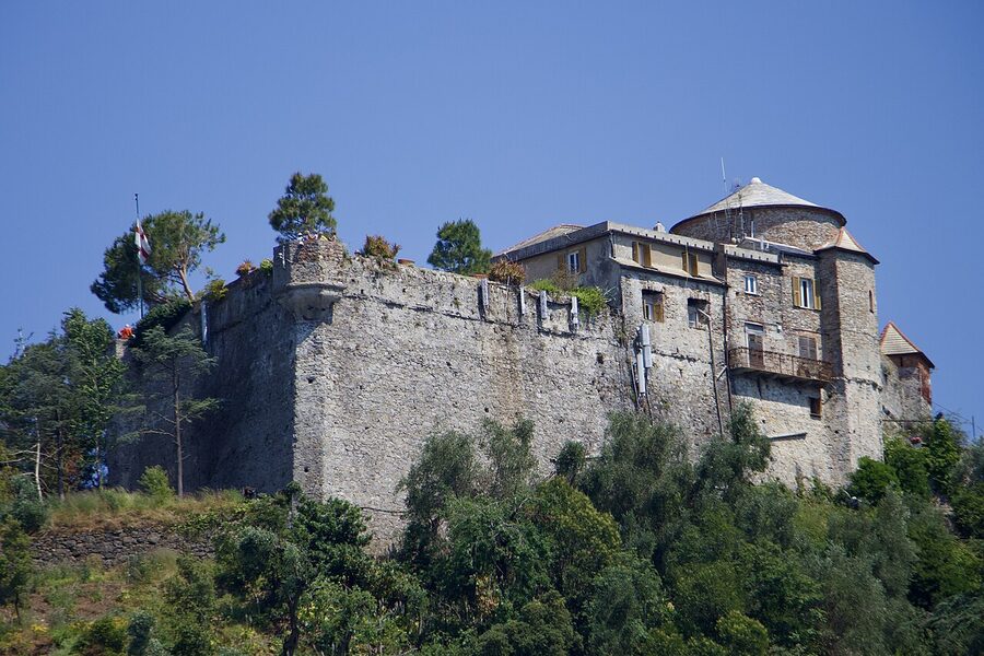 Castello Brown perched above Portofino harbor