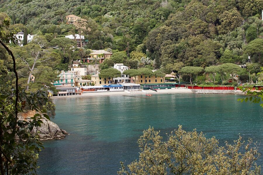 Paraggi Beach near Portofino with bright turquoise water and pebbles