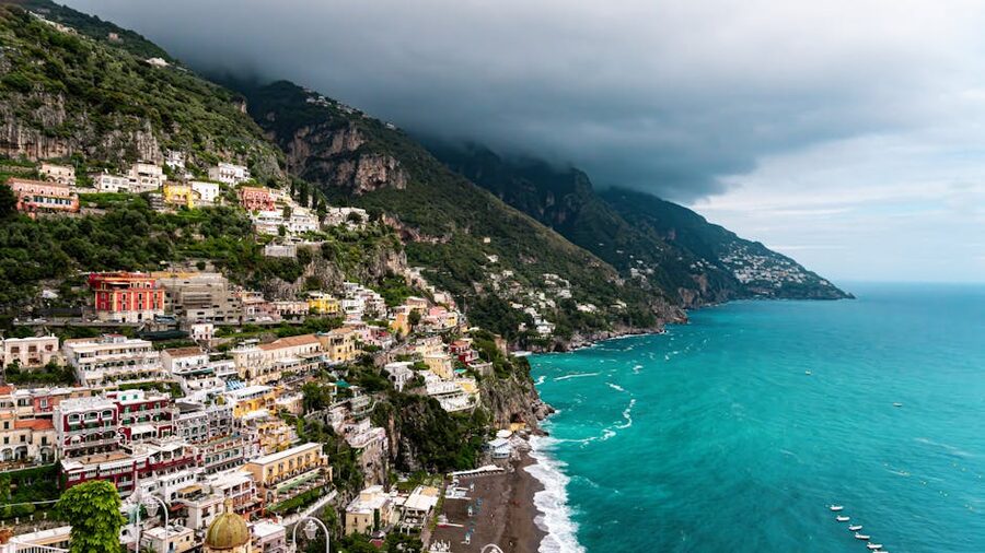 Aerial view of Positano on the Amalfi Coast