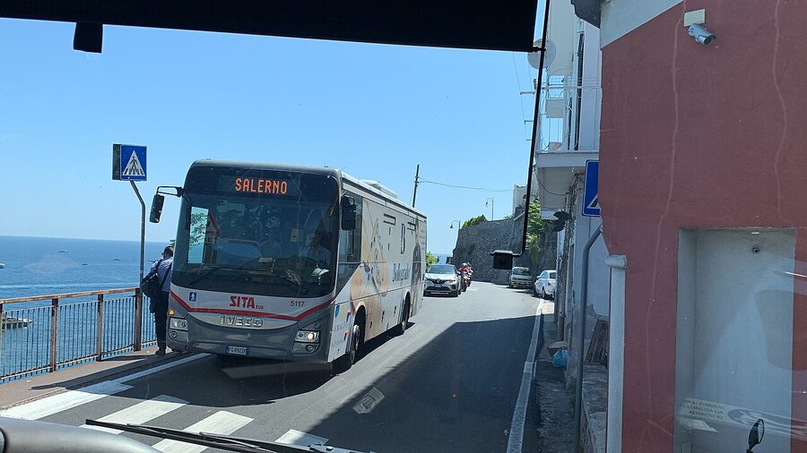 SITA bus on the Amalfi coast road