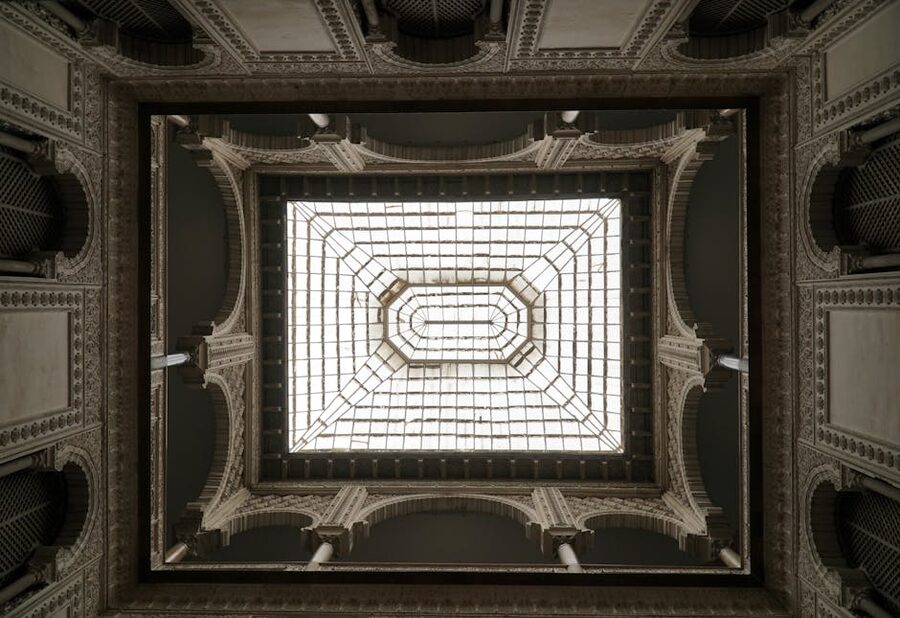 Ornate carved ceiling in Alcazar Seville