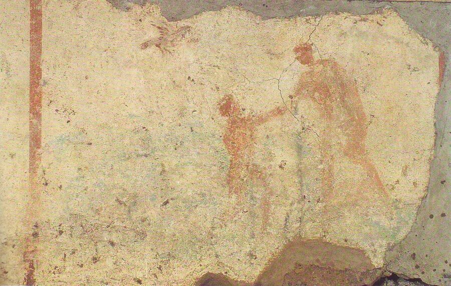 Baptism of Jesus fresco, Catacombs of Callixtus, Rome
