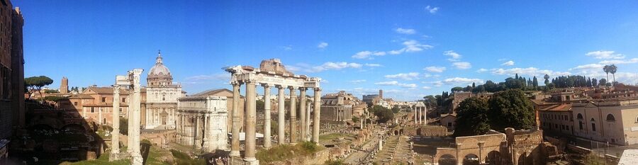 Ancient Roman ruins in the old city of Rome