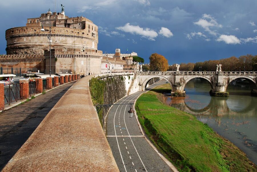 Castel SantAngelo Rome with the Tiber River and bridge