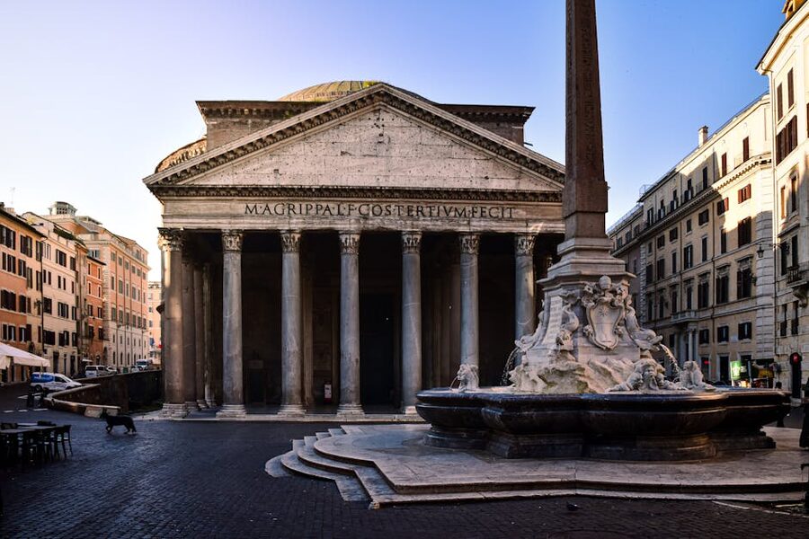 Pantheon and fountain Piazza della Rotonda Rome