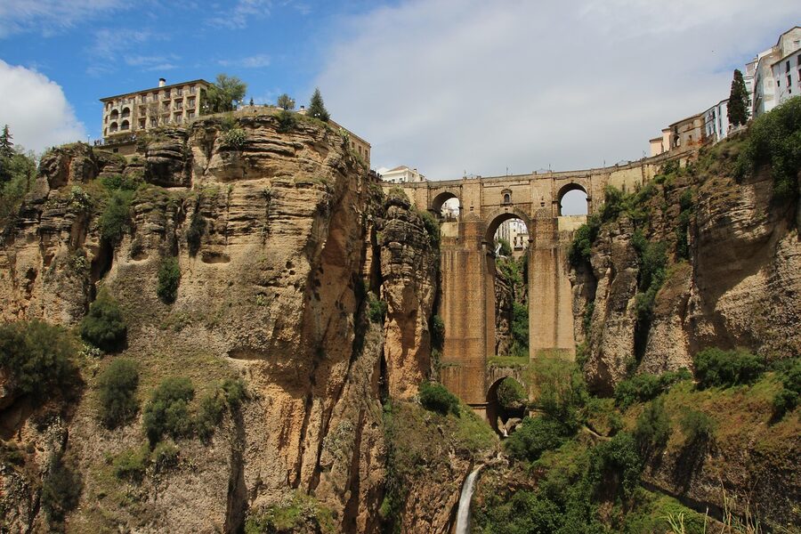 Ronda Andalusia bridge view in golden light