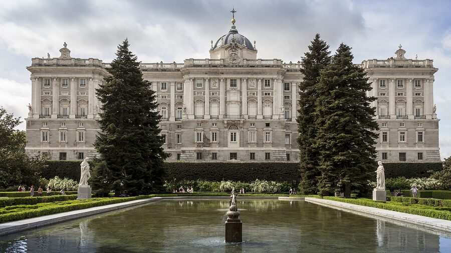 North facade of the Royal Palace and Sabatini Gardens aerial
