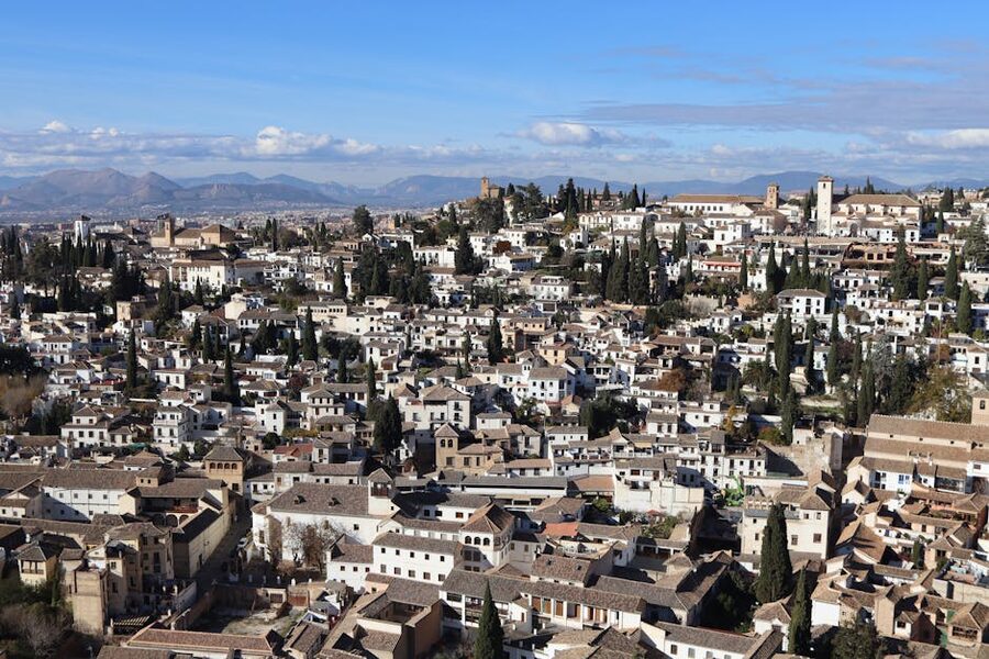 Aerial view of the Albaicin neighbourhood in Granada