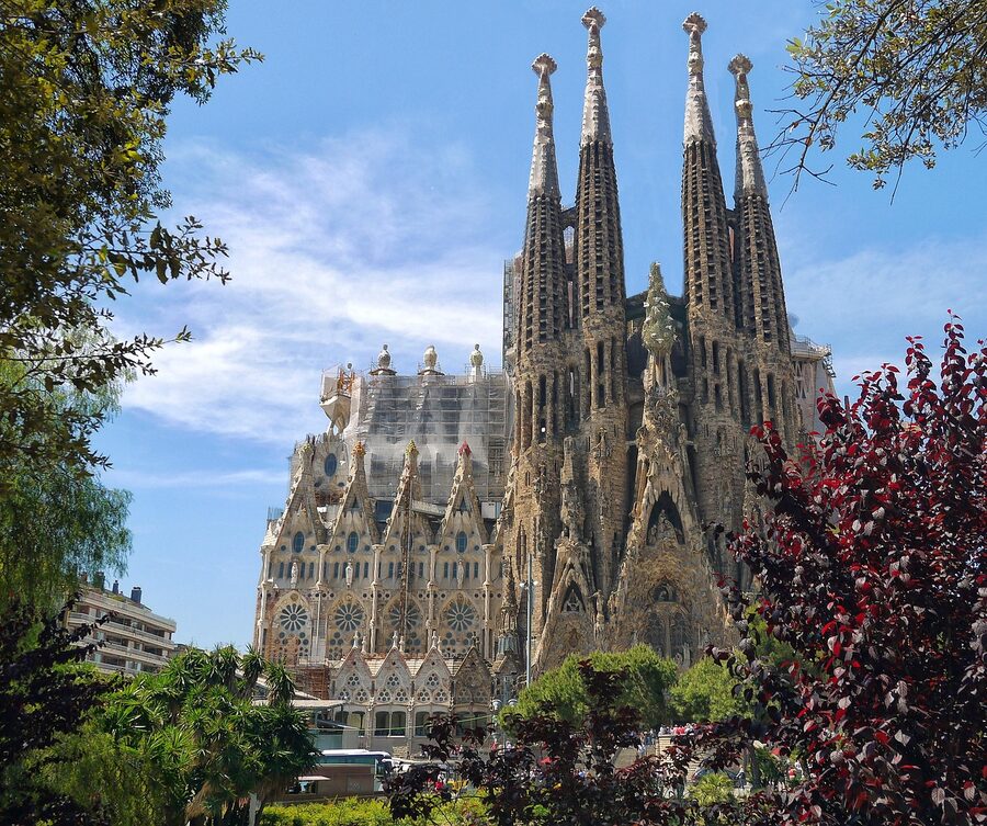 Sagrada Familia monument architectural detail close up