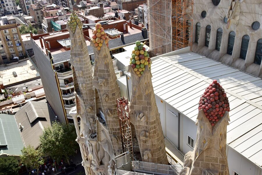 Sagrada Familia Nativity towers in Barcelona close up