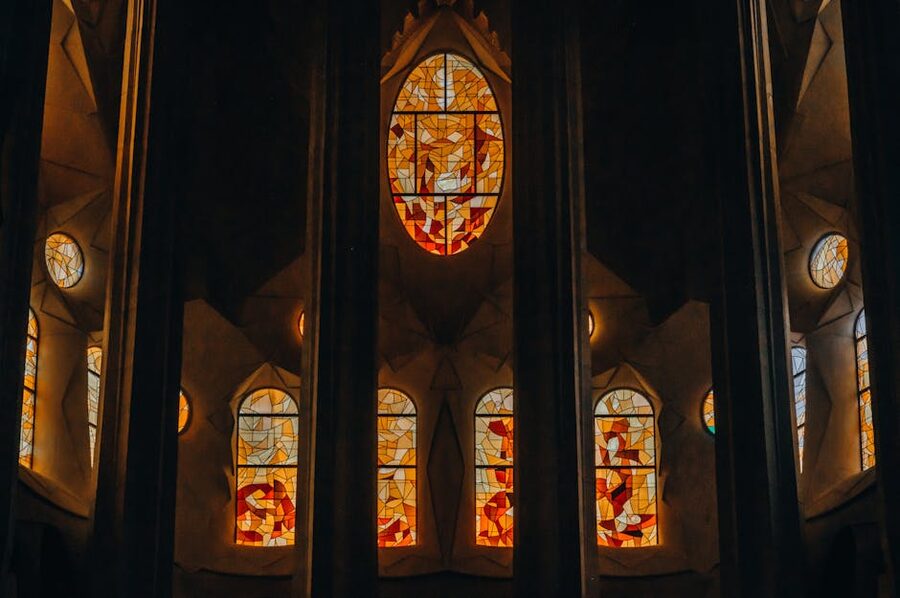 Sagrada Familia stained glass windows interior